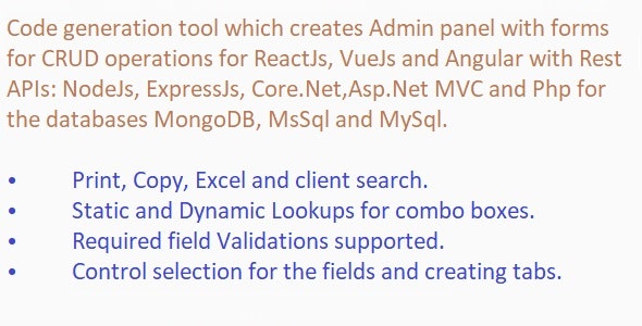 React with NodeJS and MongoDB Code Generator
